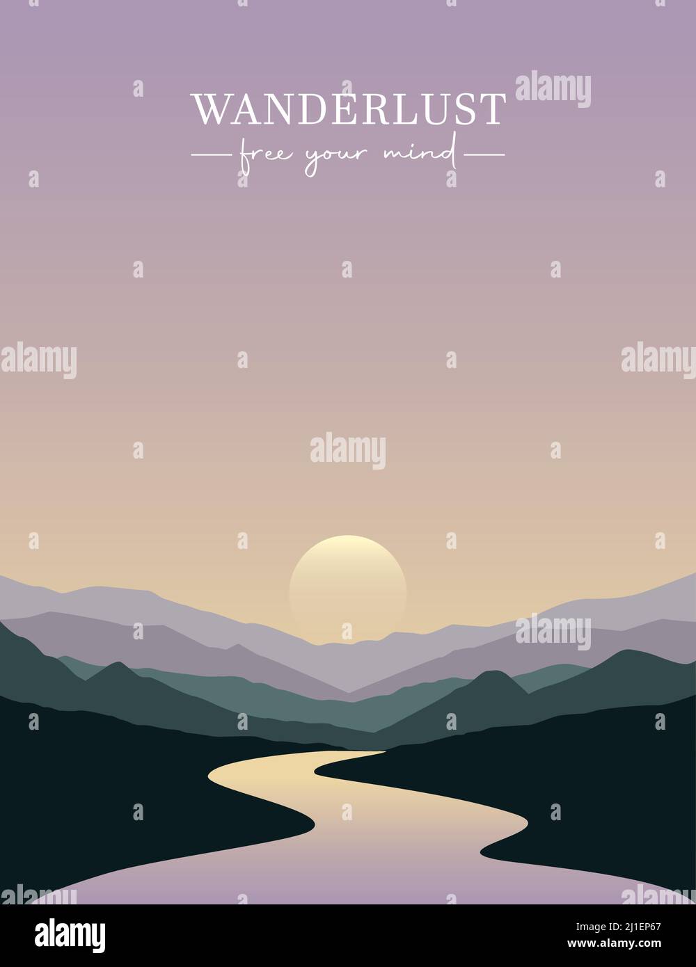 Beautiful lake in valley Stock Vector Images - Alamy