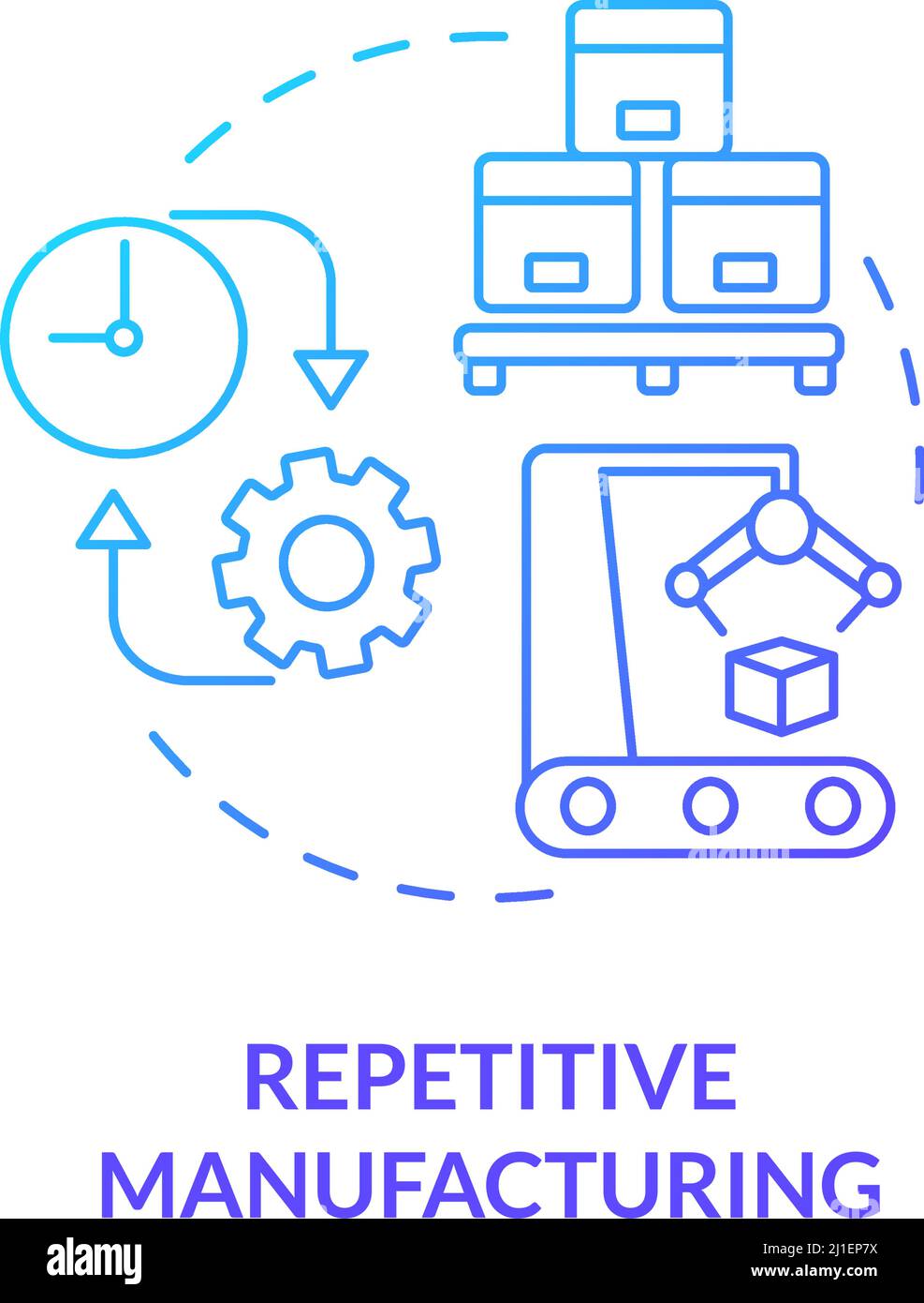Repetitive manufacturing blue gradient concept icon Stock Vector Image ...