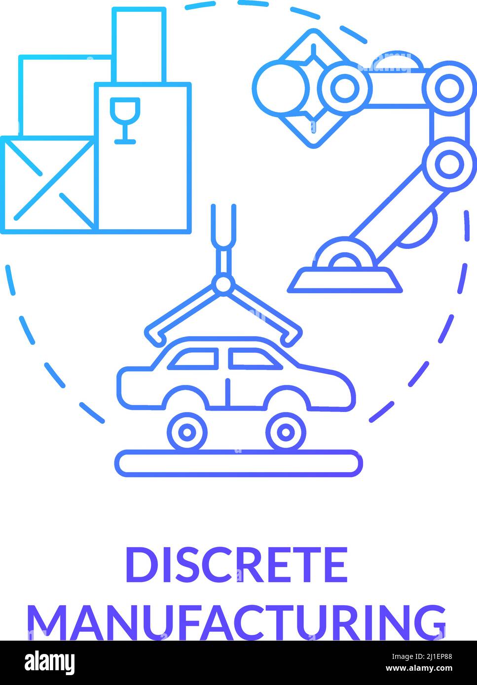Discrete manufacturing blue gradient concept icon Stock Vector Image ...