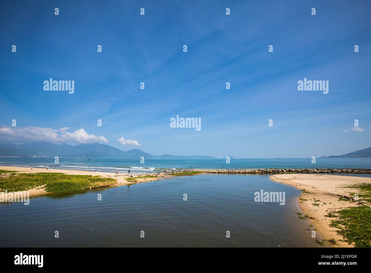Beautiful pristine Bai Bien Nguyen Tat Thanh beach in Danang, Vietnam ...