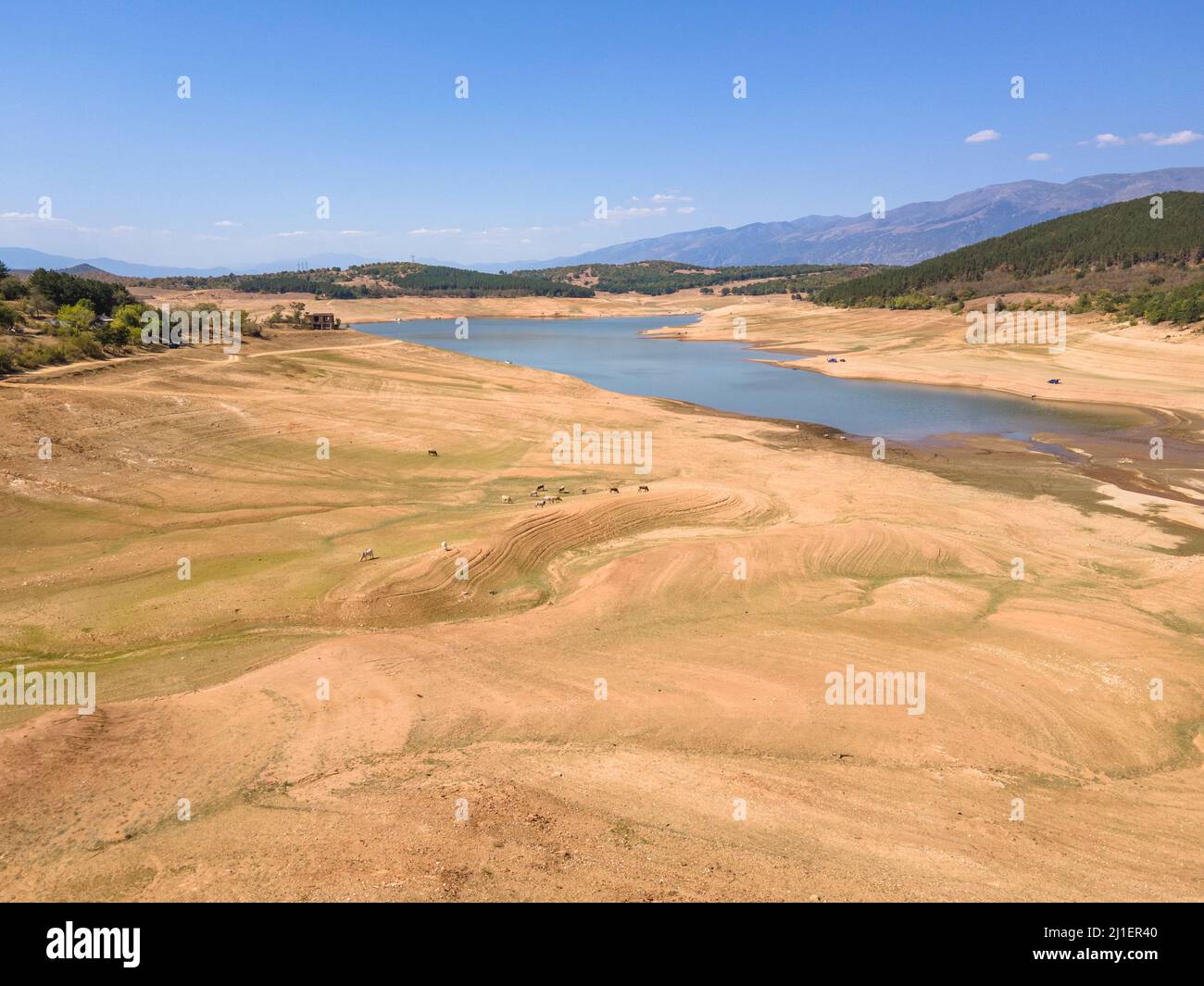 Aerial view of Domlyan Reservoir, Sredna Gora Mountain, Plovdiv Region ...