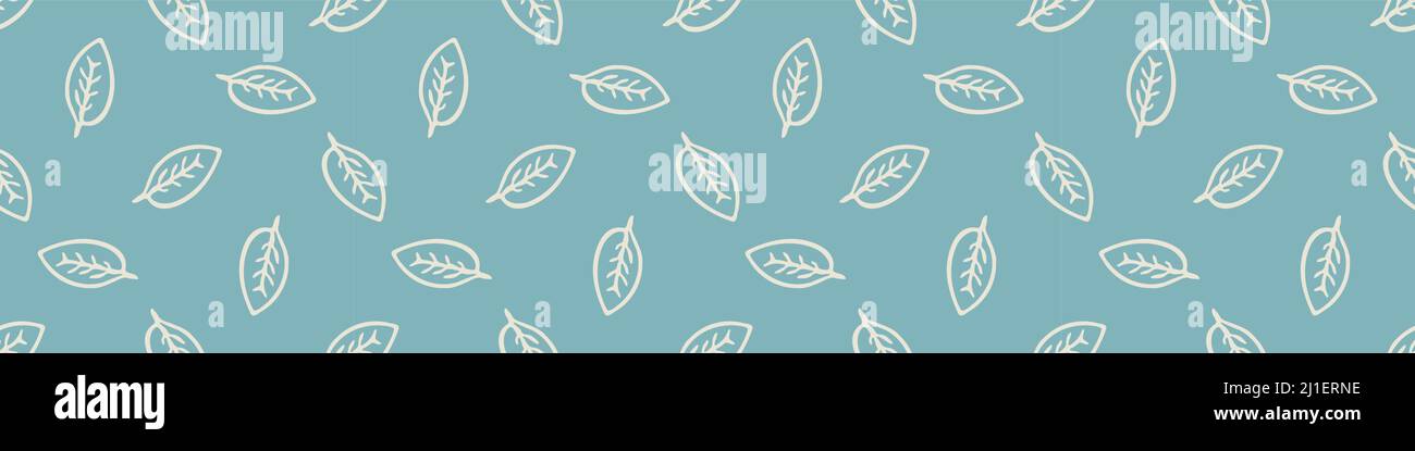 Gender neutral foliage seamless vector border. Simple whimsical 2 tone ...