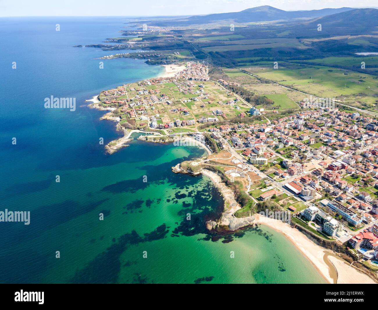 Amazing Aerial view of village of Lozenets, Burgas Region, Bulgaria ...