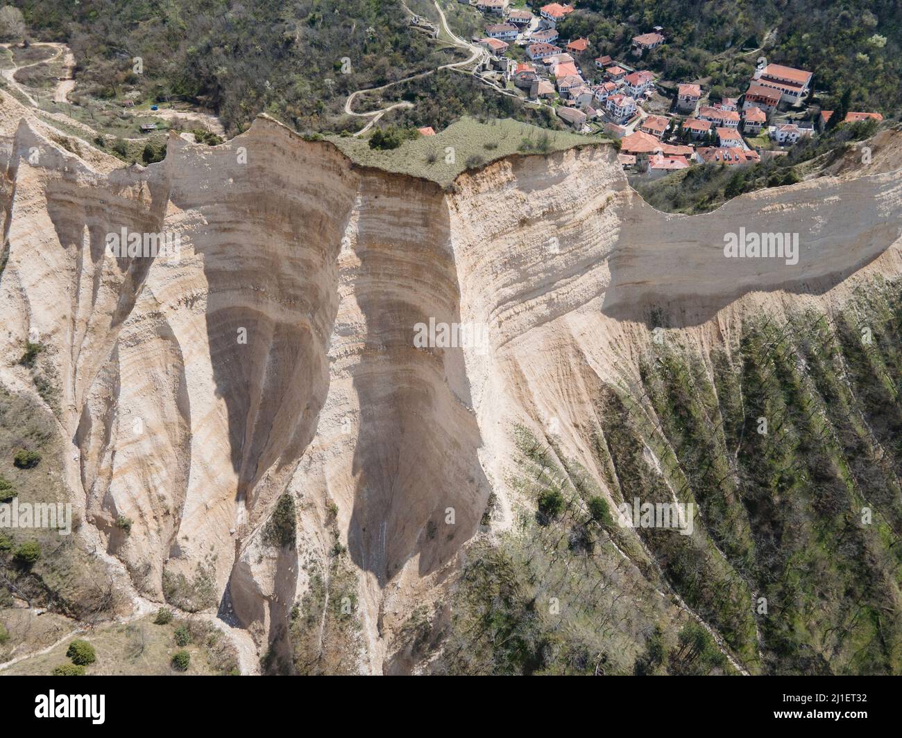 Amazing Aerial view of Melnik sand pyramids, Blagoevgrad region ...