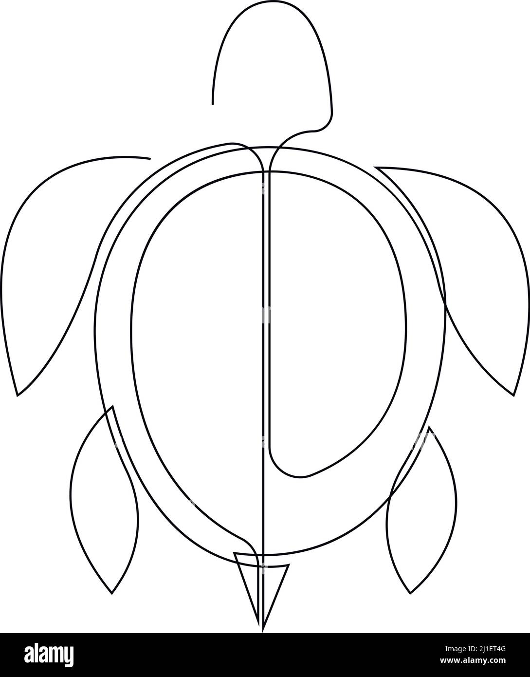 Hand drawing animal. Sea turtle continuous line vector design isolated ...