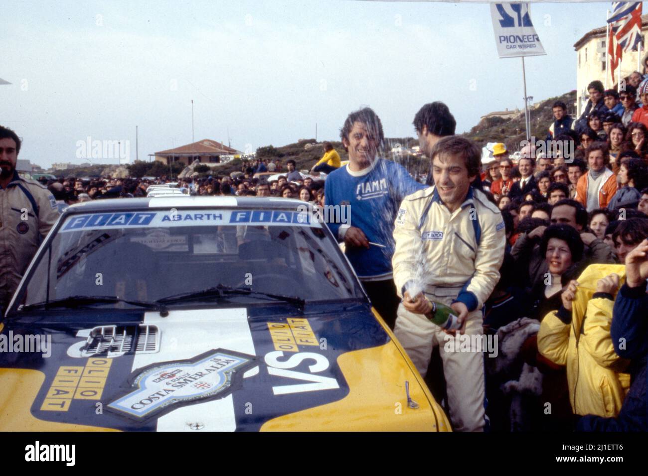 Carlo Capone (ITA) Fiat Ritmo 75 Abarth Gr2 Grifone Sias celebrates on ...