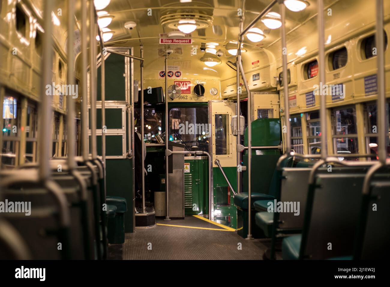San Francisco, USA - February 15 2018: Interior of an empty Muni ...