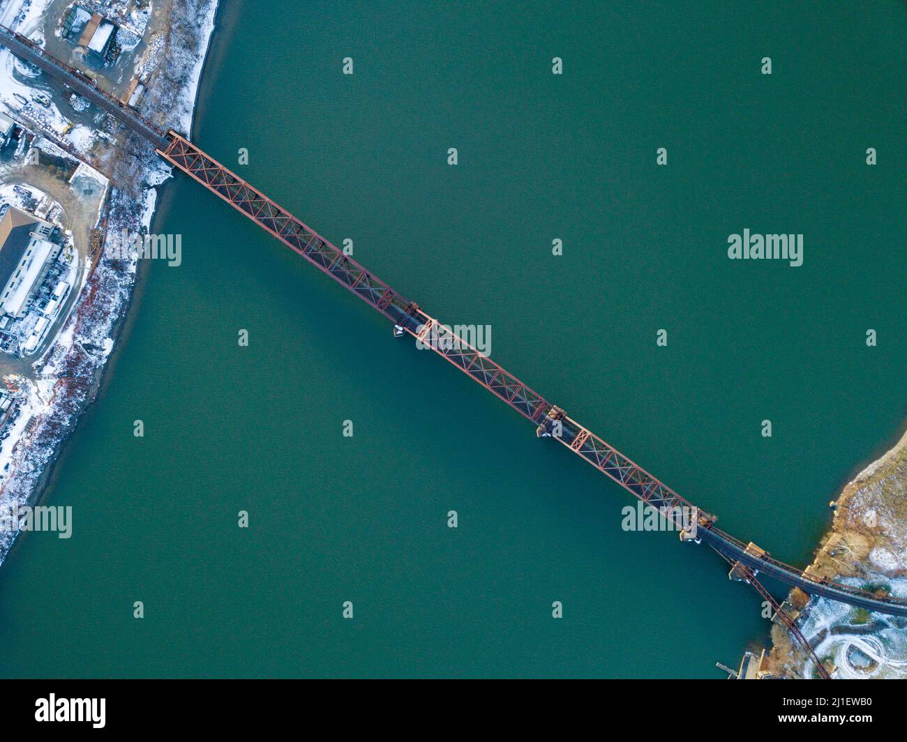 Aerial shot of a train bridge. Diagonal Stock Photo - Alamy