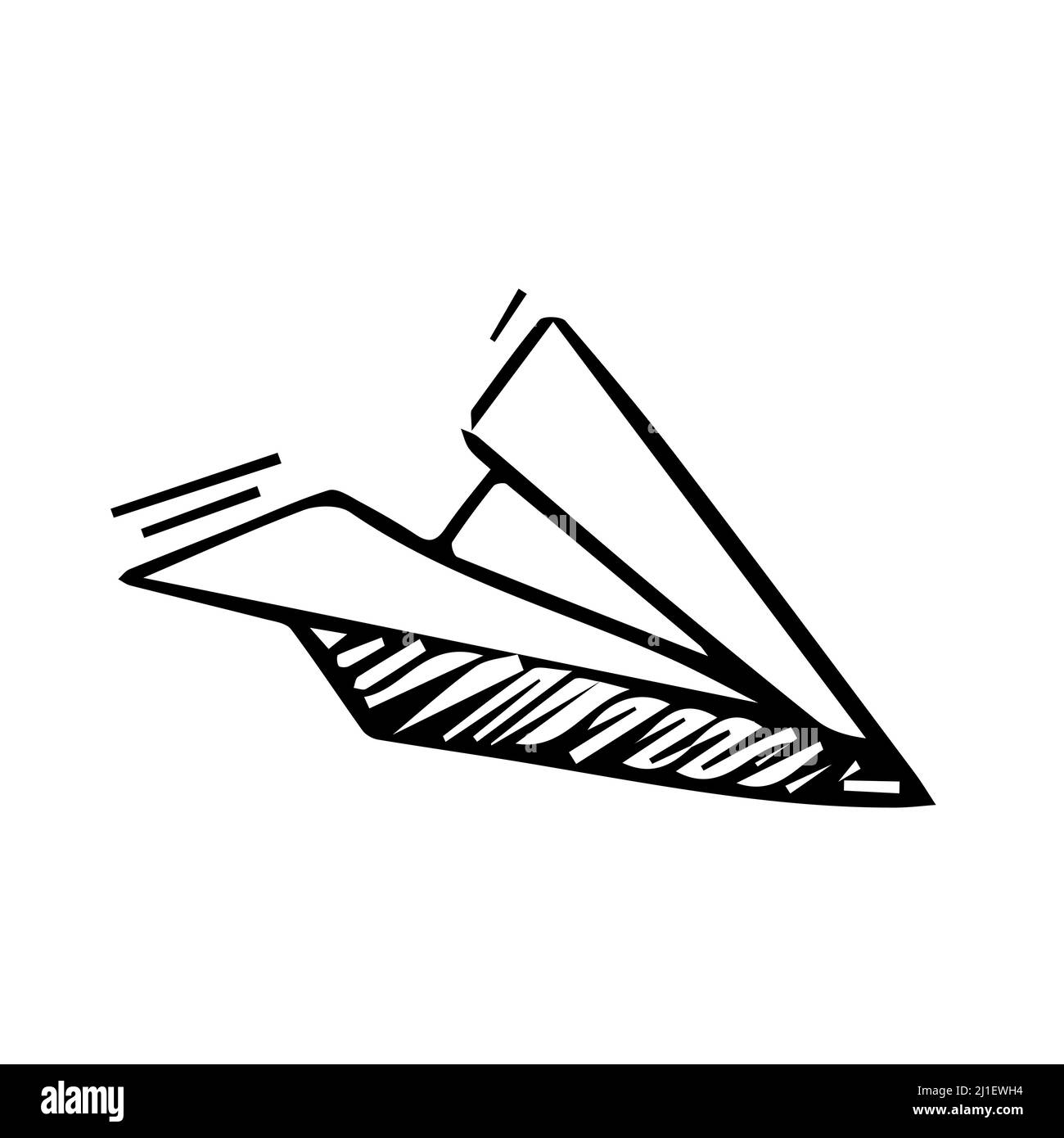 Simple paper plane doodle style - isolated vector illustration Stock ...