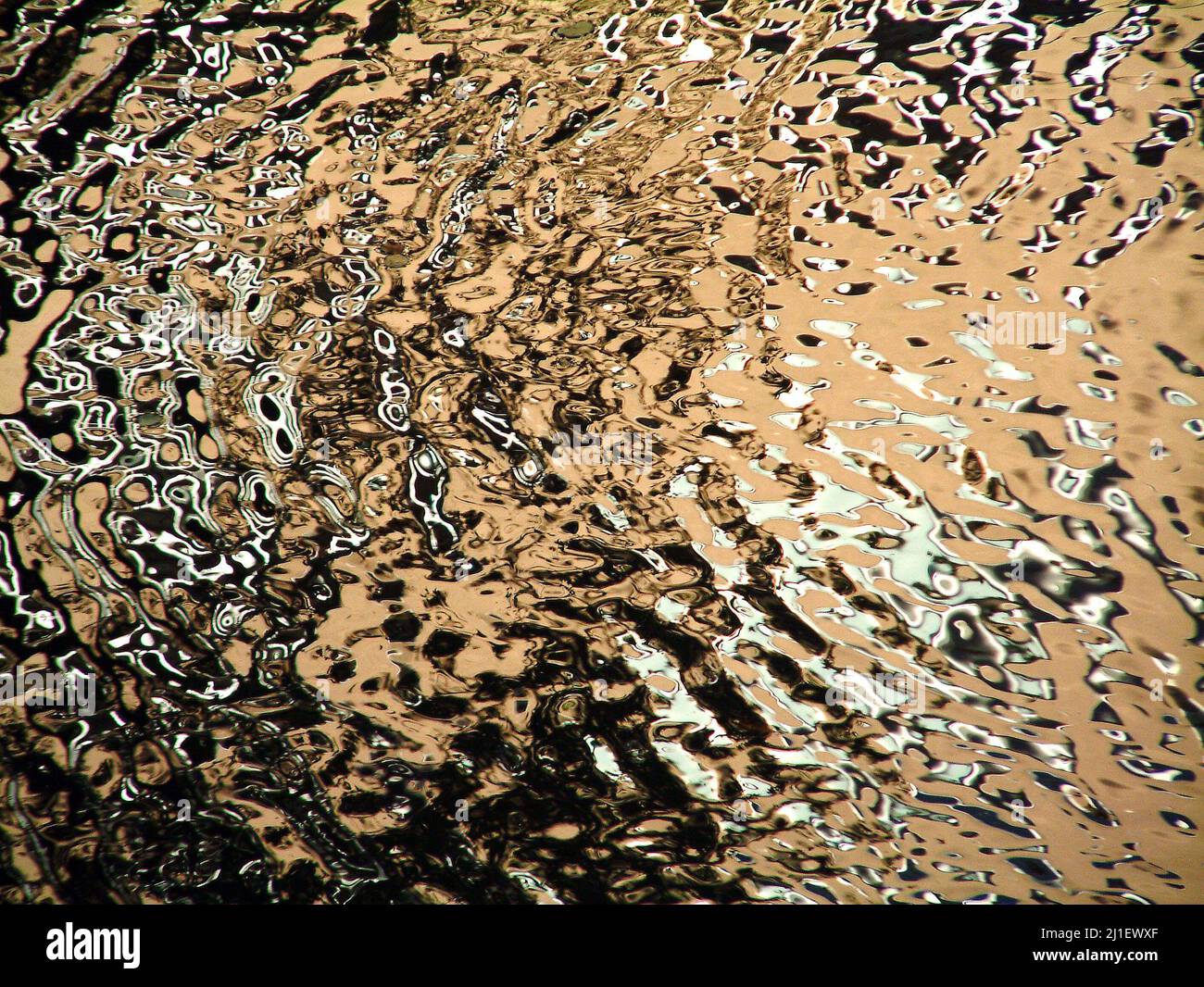 Beautiful water reflections on a stream of water in the early morning ...