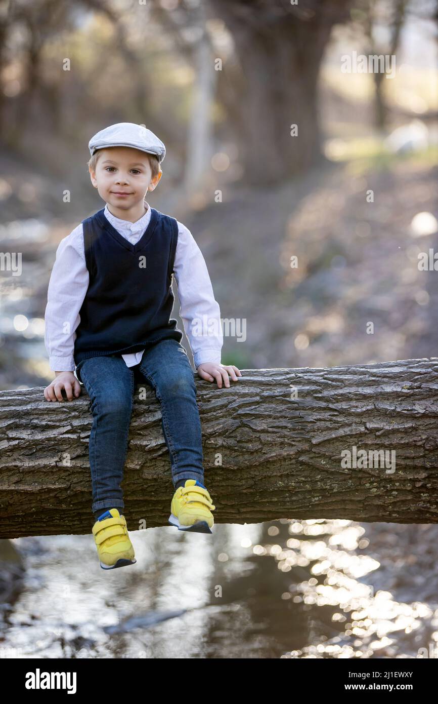 Amazing creamy portrait of a beautiful stylish toddler child, boy ...