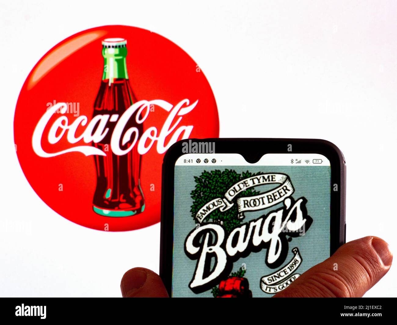 In this photo illustration, the Barq's Floatz beer logo is displayed on ...