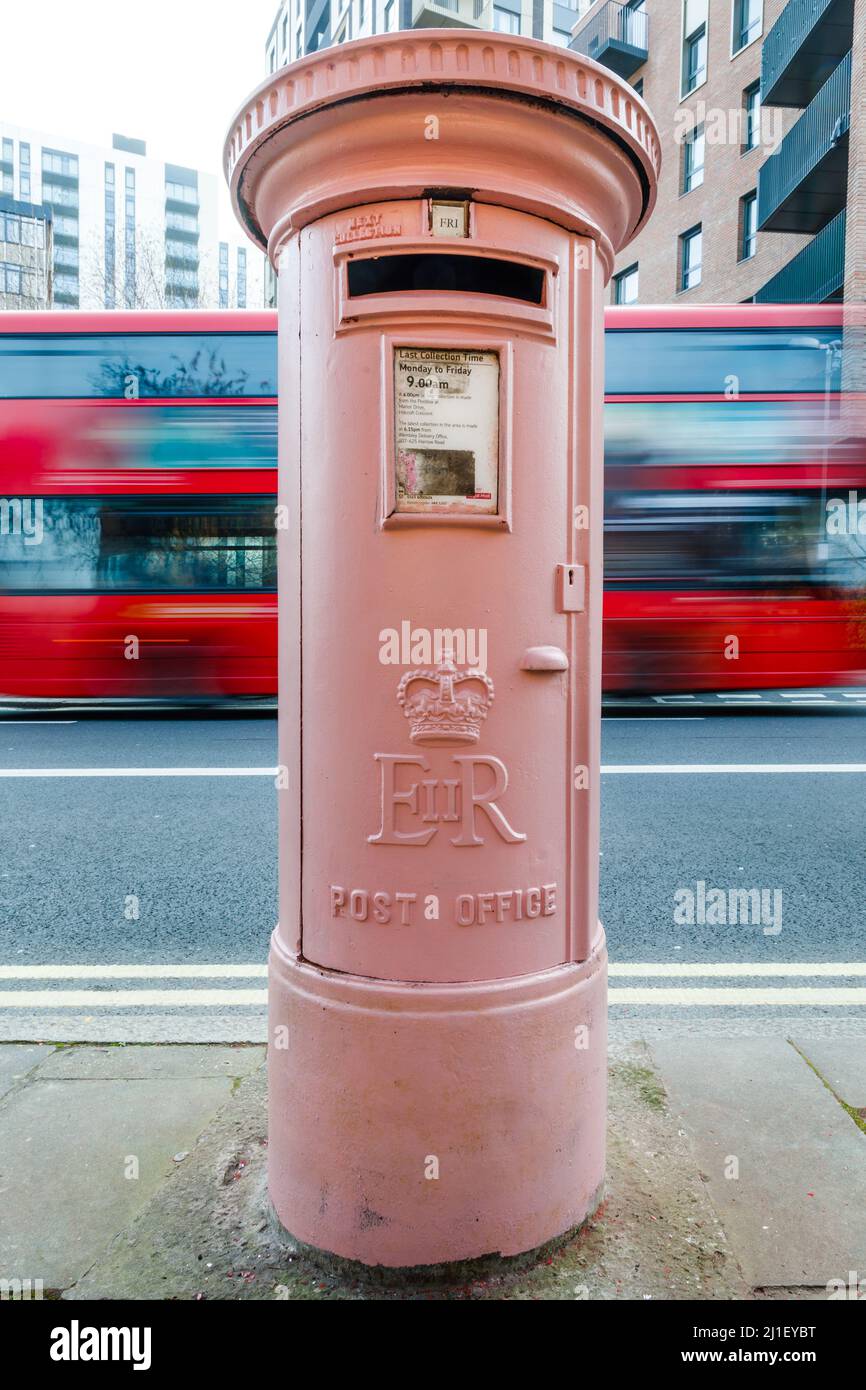 Wembley Park, UK. 25th Mar, 2022. Royal Mails iconic red letterboxes ...