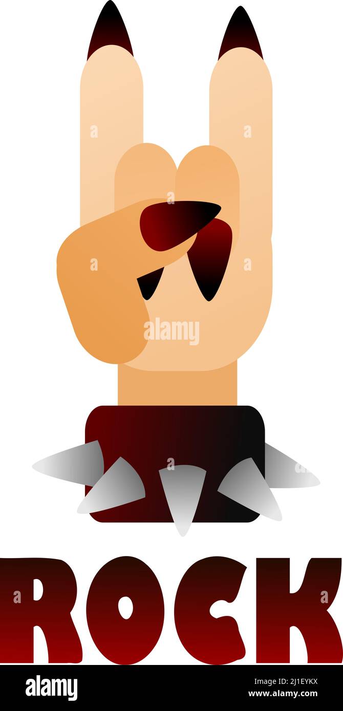 Female rock hand sign with nails Stock Photo - Alamy