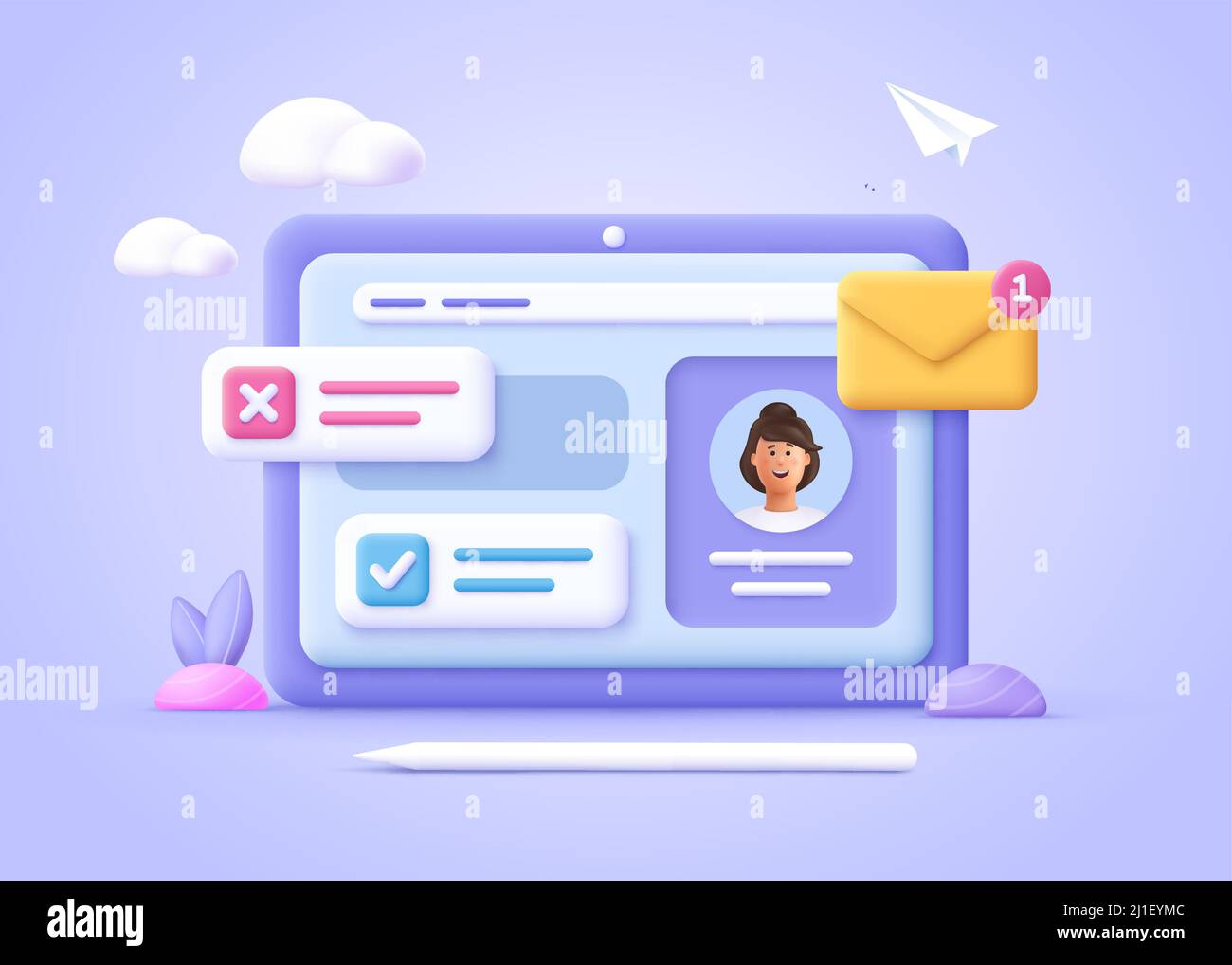 Mail service concept. E-mail message, mail notification, social network ...