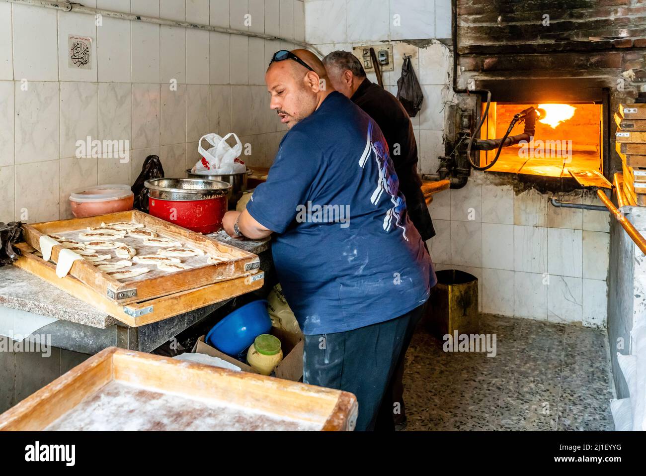 Men Working In A Traditional Arab Bakery, Madaba, Madaba Governorate ...