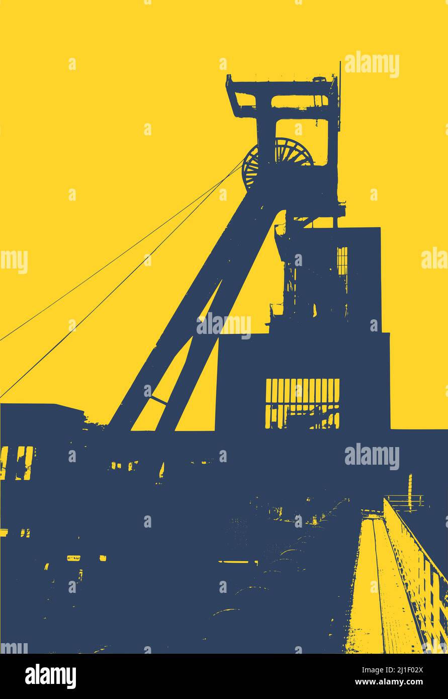 Mining complex vector outline. Coal mine silhouette illustration ...