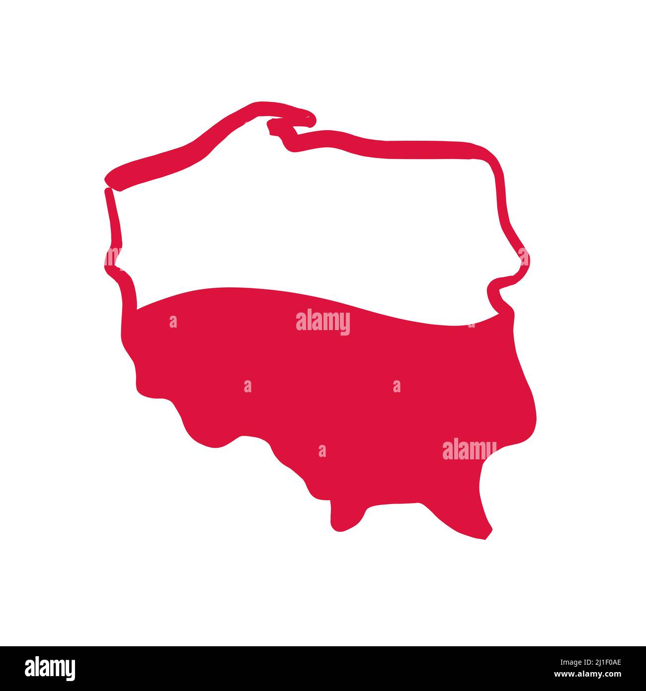 Poland map with national flag colors. Cute simple hand-drawn map Stock ...