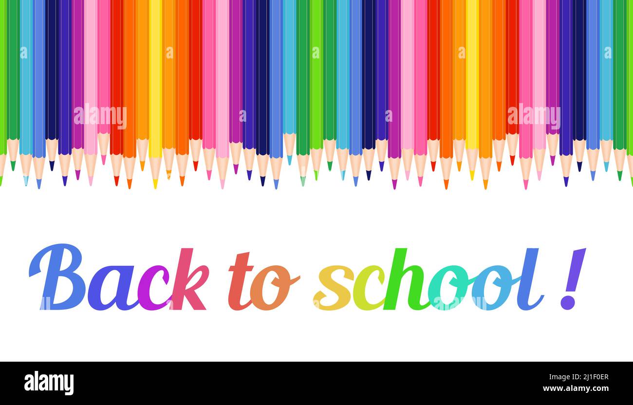 Back to school. Colored pencil border with copyspace. Crayon school ...