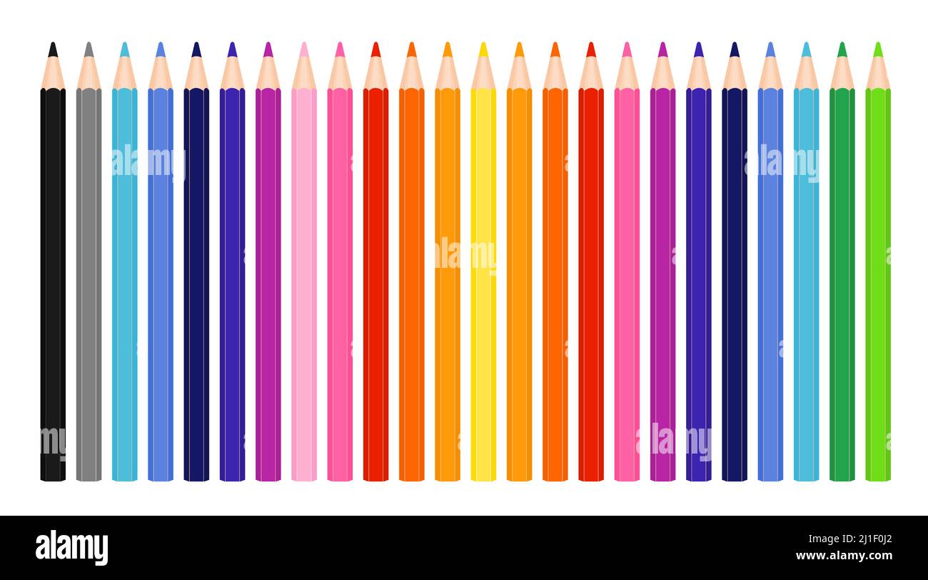 Colored pencils or crayons vector set. Colorful crayon rainbow ...