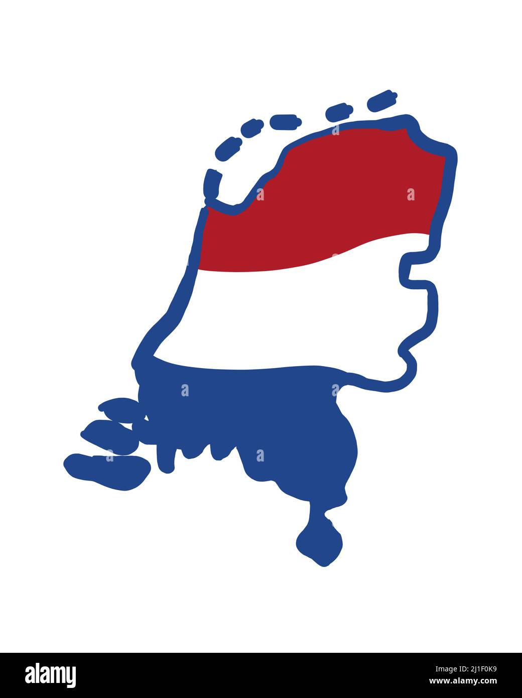 Netherlands map with national flag colors. Cute simple hand-drawn map ...