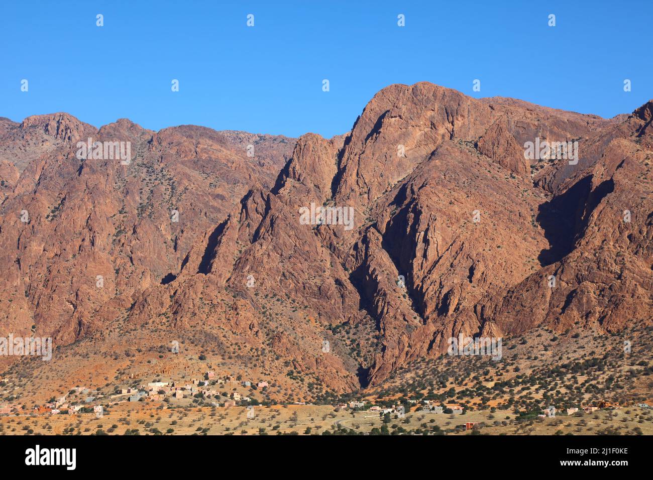 Anti-Atlas mountains in Tafraout, Morocco. The highest mountain is said ...