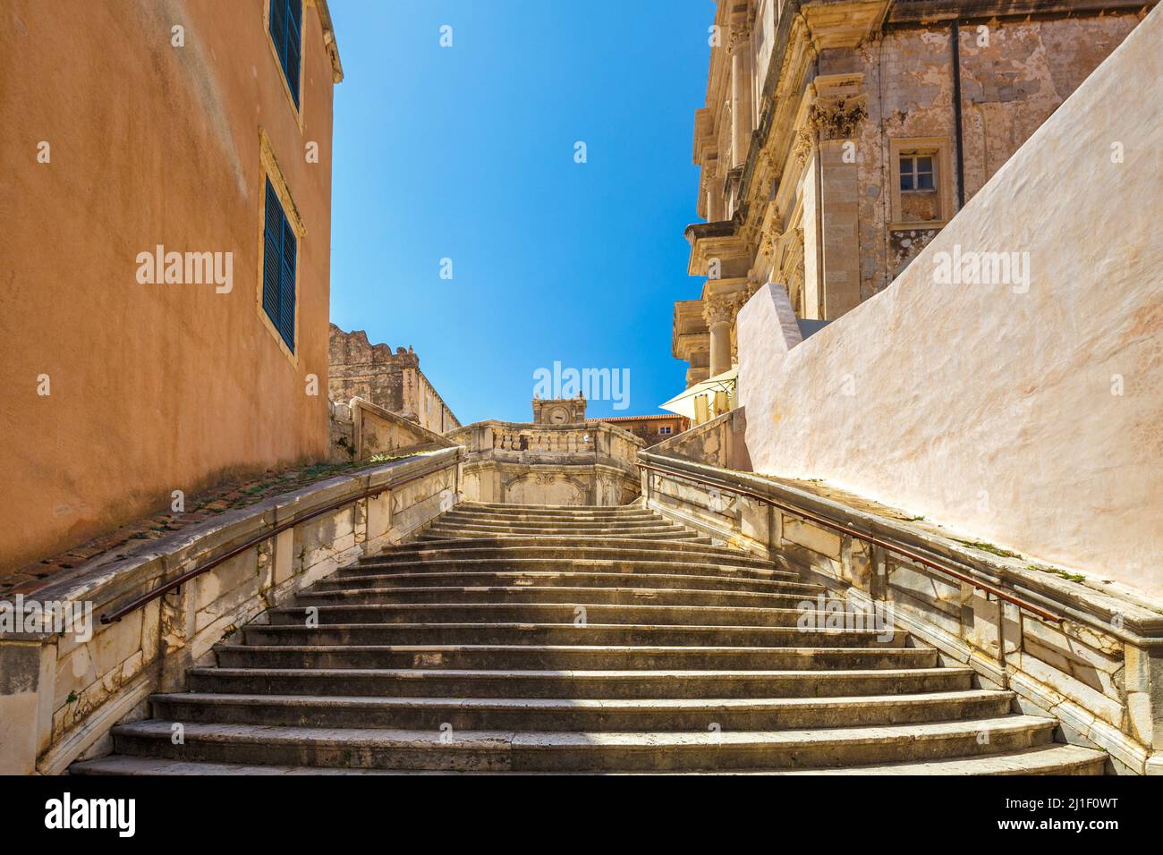 The Jesuit Stairs in the historic city center of Dubrovnik in Croatia ...