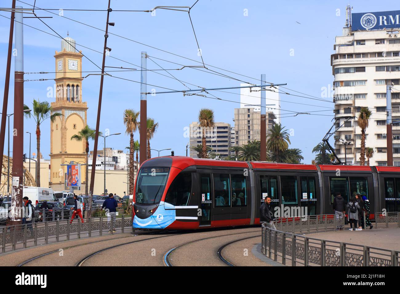 CASABLANCA, MOROCCO - FEBRUARY 22, 2022: People ride the public ...