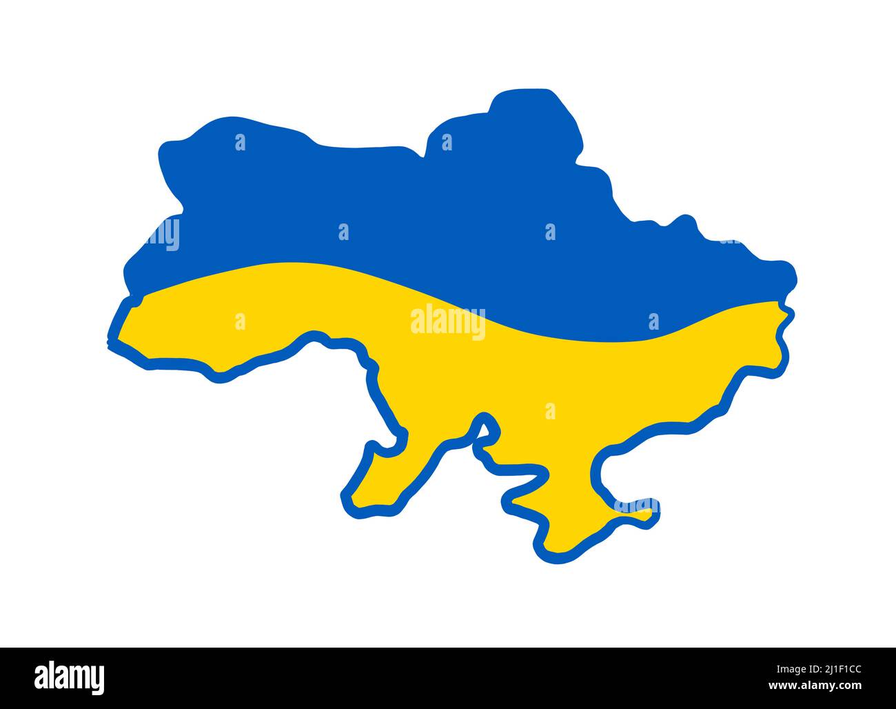 Ukraine map with national flag colors. Cute simple hand-drawn map Stock ...