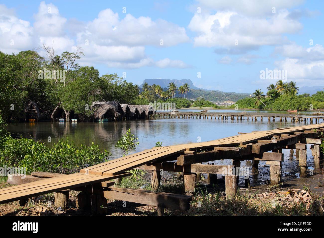 Baracoa, Cuba. Rio Miel wooden bridge, part of Alejandro de Humboldt ...