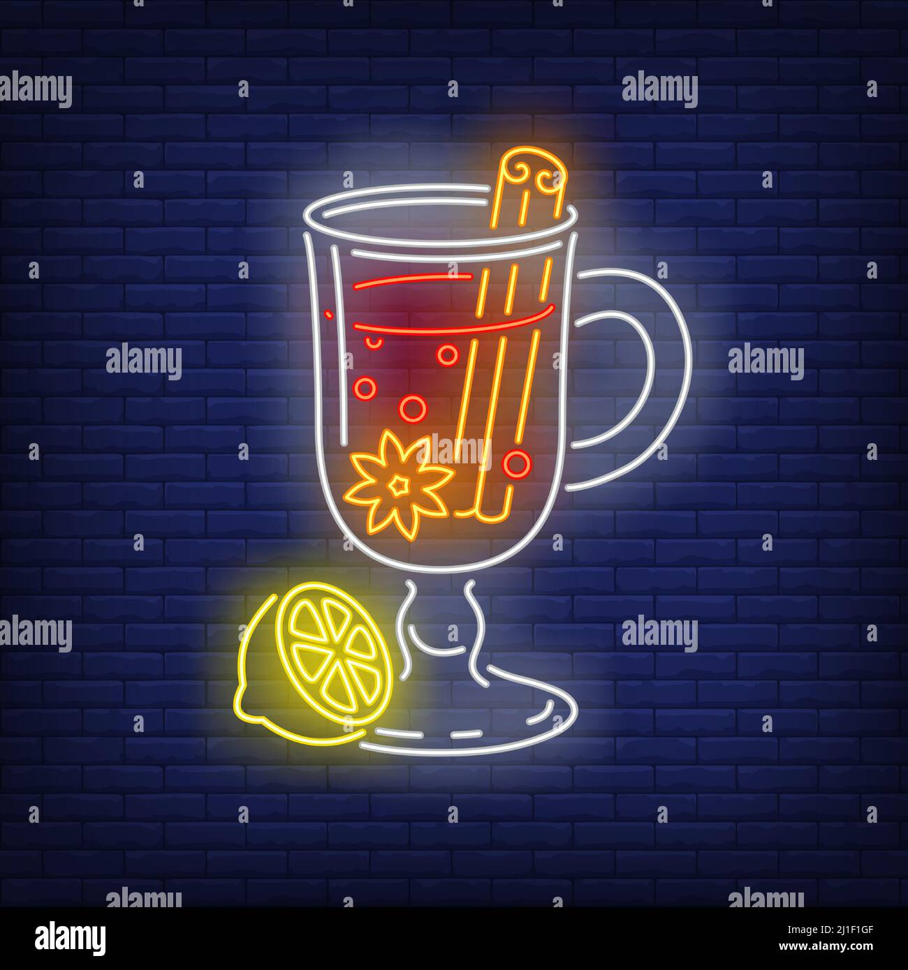 Glint wine neon sign. Tea, glint wine, dessert. Night bright ...