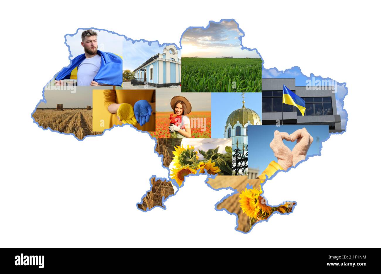 Collage with map of Ukraine on white background Stock Photo - Alamy