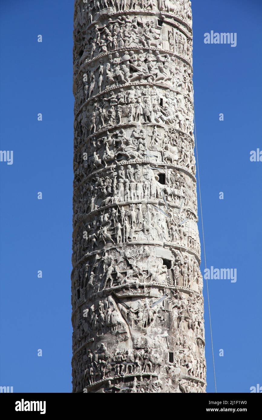Rome city, Italy. Column of Marcus Aurelius. Ancient Roman victory ...