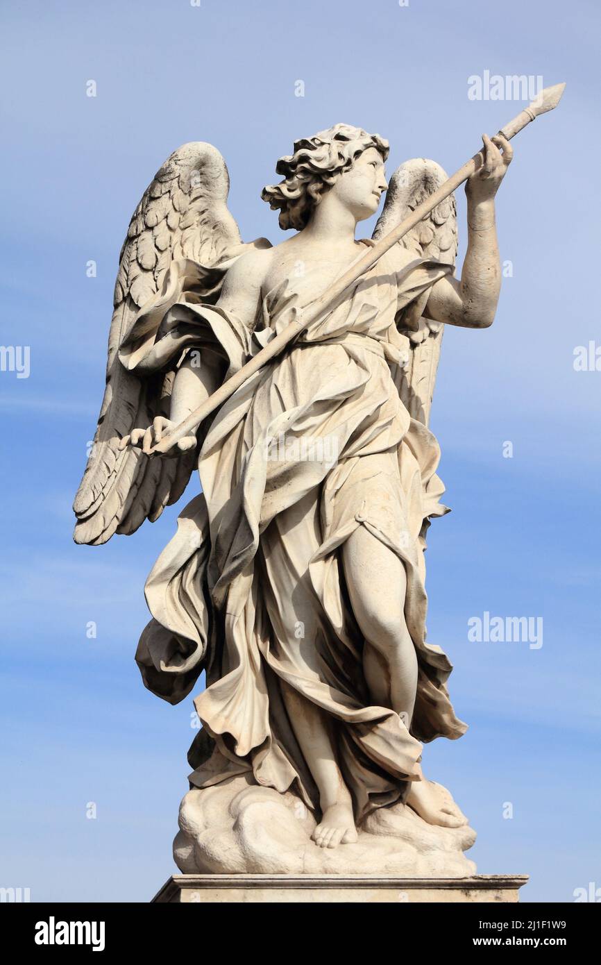 Angel statue in Rome, Italy. Angel sculptures of Ponte Sant'Angelo ...
