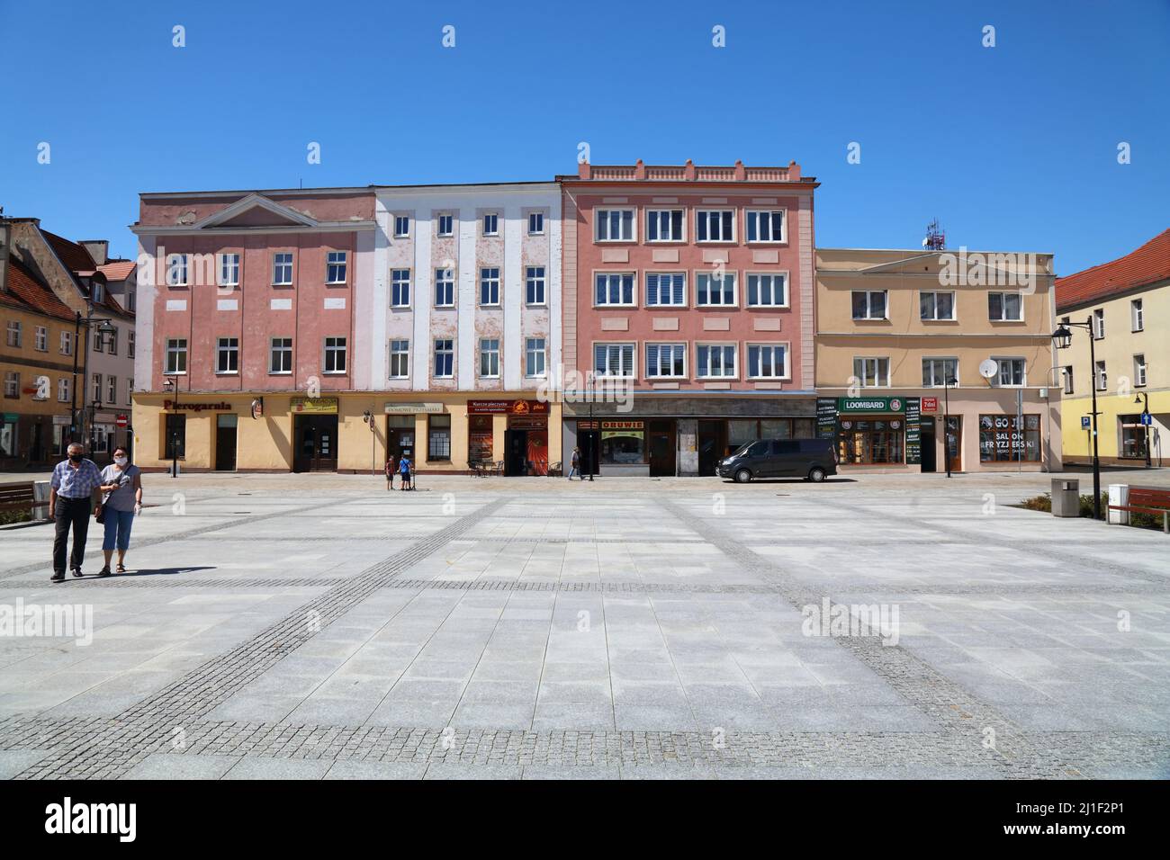 KEDZIERZYN-KOZLE, POLAND - MAY 11, 2021: People visit main town square ...