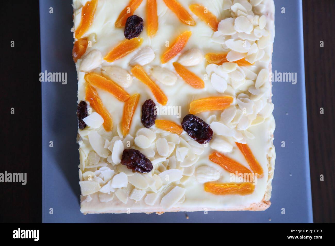 Easter cake mazurek in Poland. Easter pastry: mazurek cake with white ...