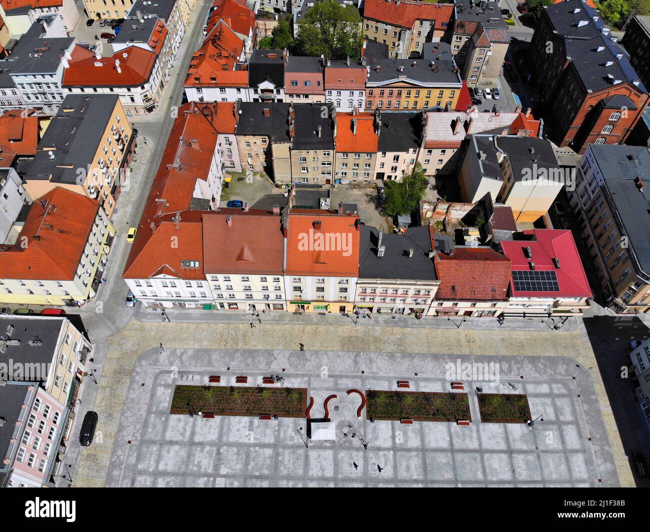 Kedzierzyn-Kozle, city in Poland. Drone aerial view with Rynek town ...