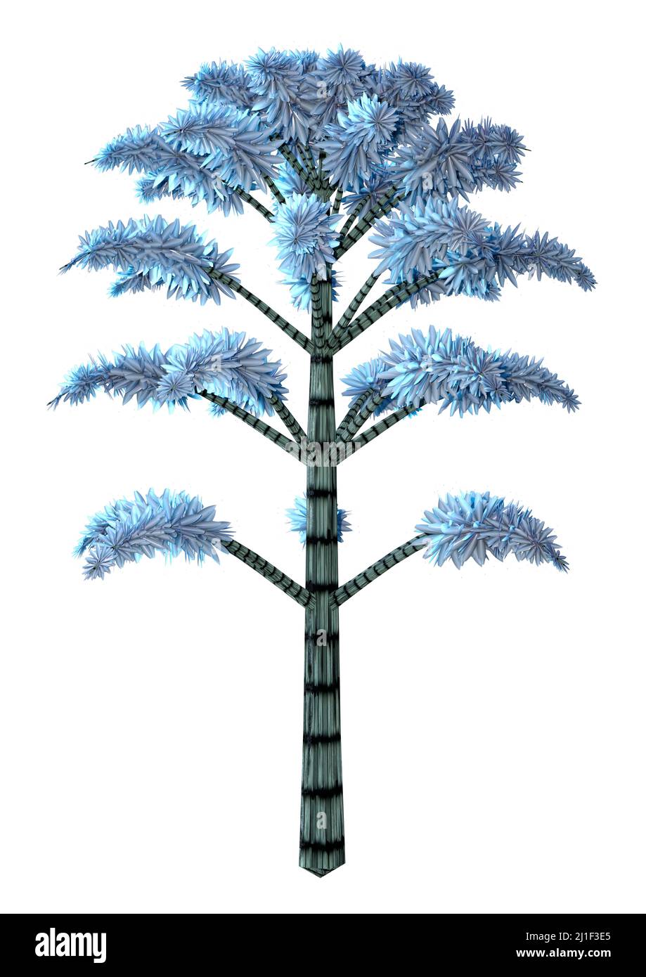 3D rendering of a blue fantasy alien tree isolated on white background ...