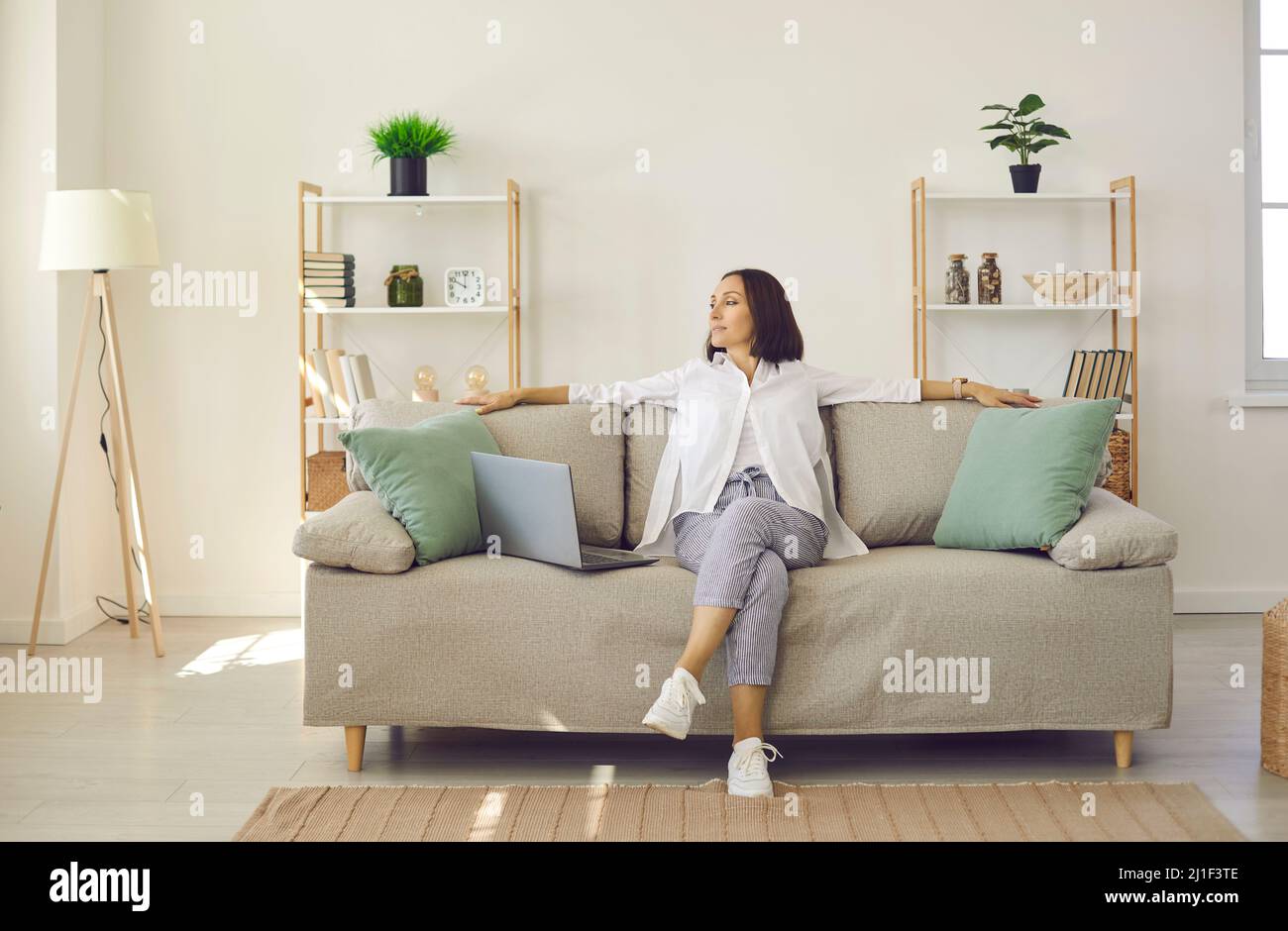 Mature businesswoman resting after working hi-res stock photography and ...