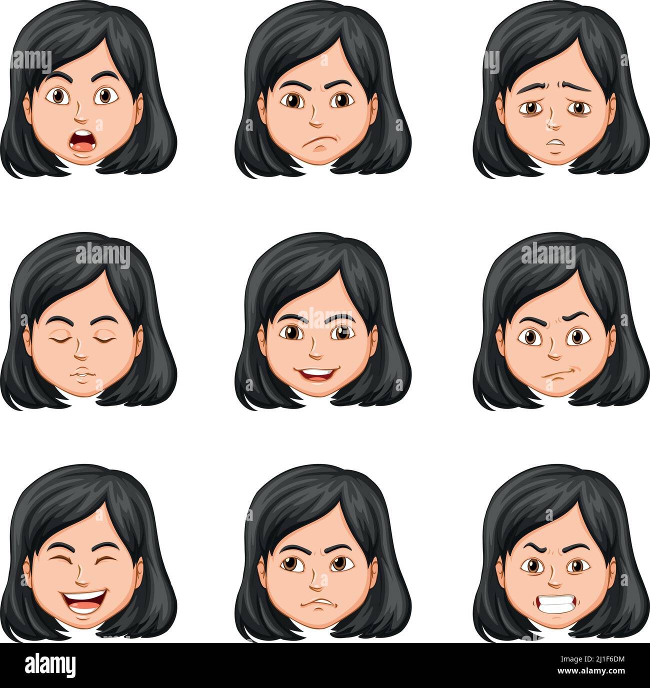 Facial expressions illustration Cut Out Stock Images & Pictures - Alamy