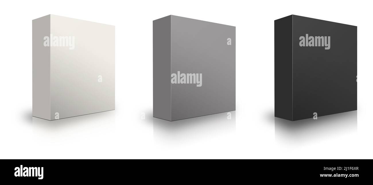 Three Software Boxes blank template white, grey and black for ...