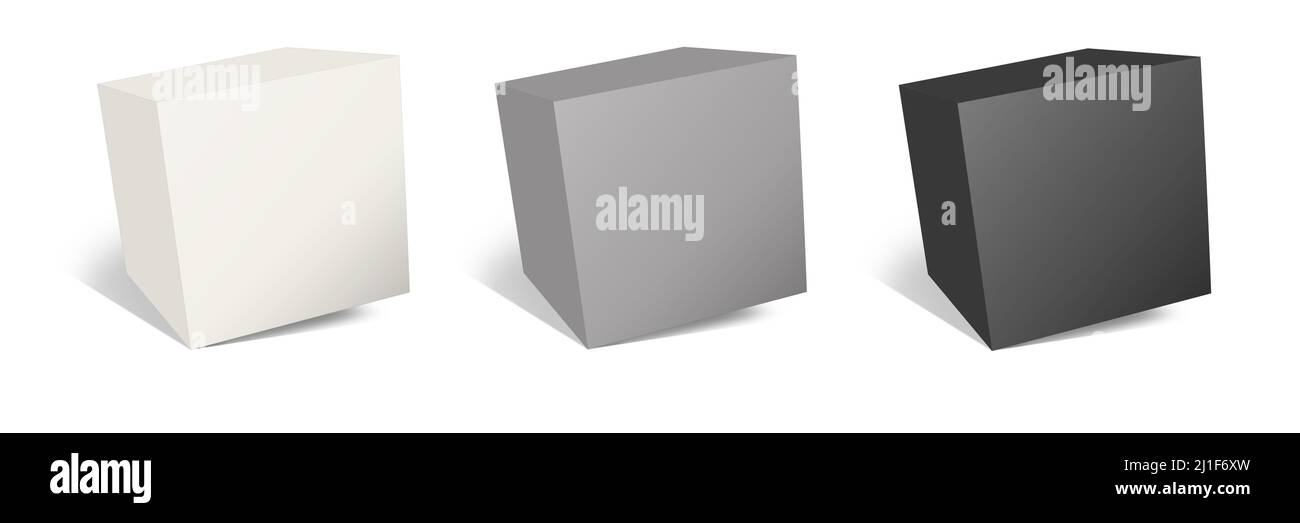 Three Software Boxes blank template white, grey and black for ...