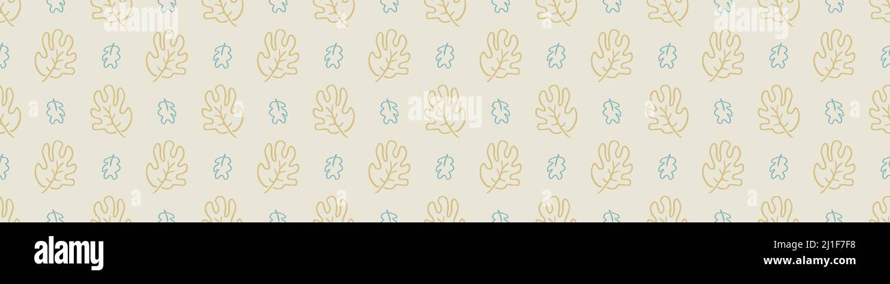Gender neutral foliage seamless vector border. Simple whimsical 2 tone ...