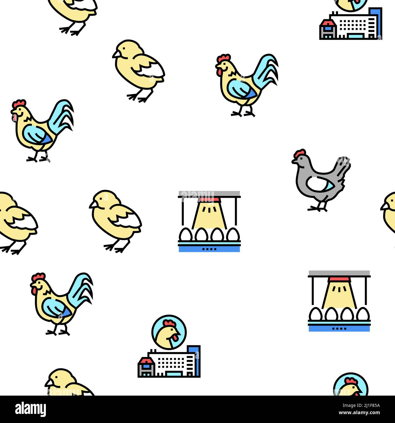 Chicken Meat Factory Vector Seamless Pattern Stock Vector Image & Art ...