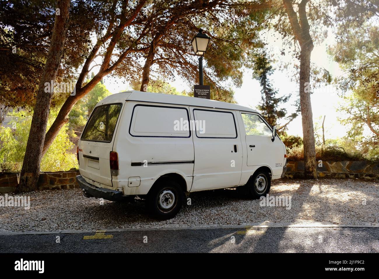 Van in the middle of the forest in Malaga Stock Photo - Alamy
