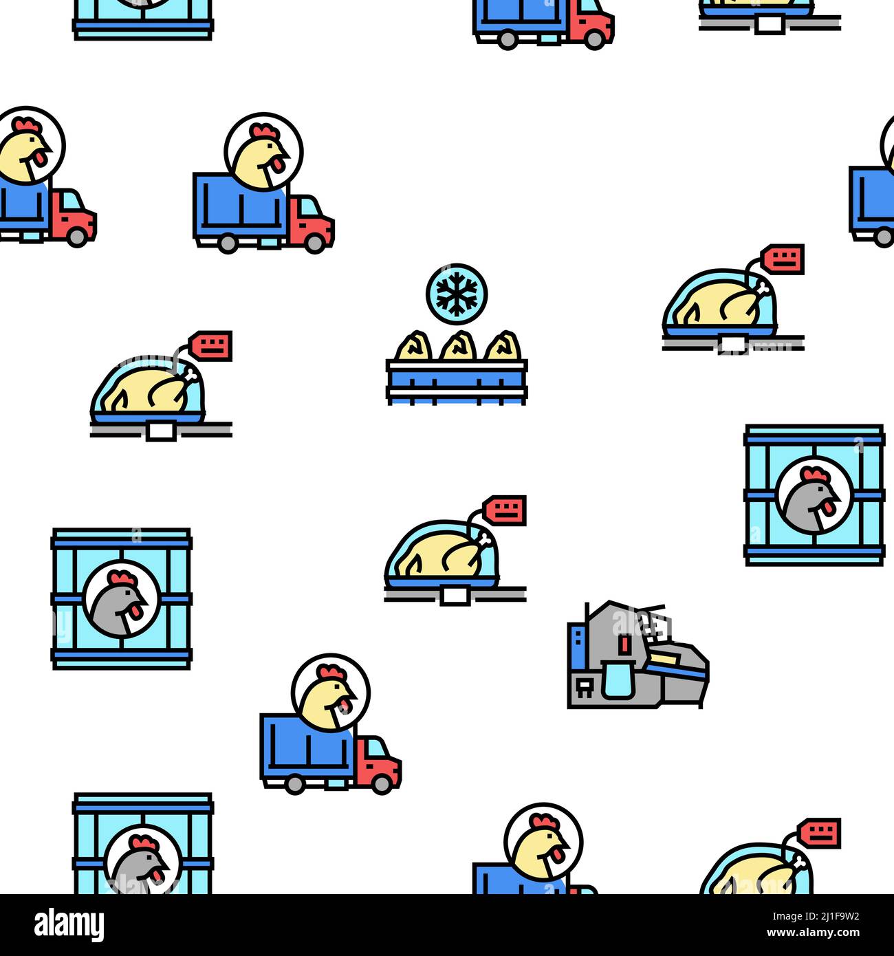 Chicken Meat Factory Vector Seamless Pattern Stock Vector Image & Art ...