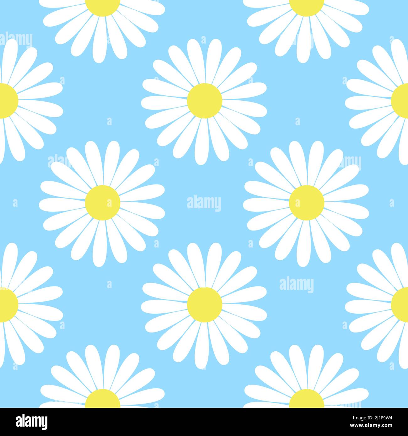 White daisies on blue sky background seamless pattern Stock Vector ...