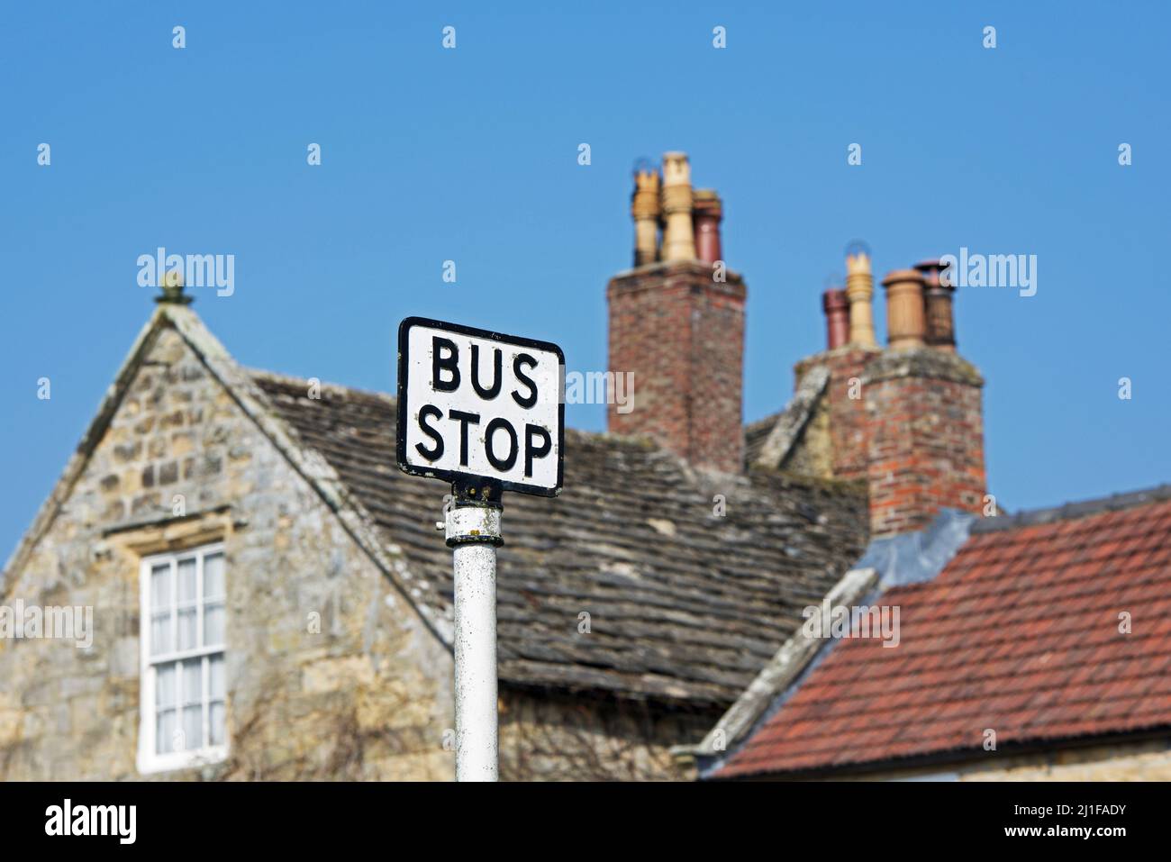 Bus stop in the village of Coxwold, in Hambleton district, North ...