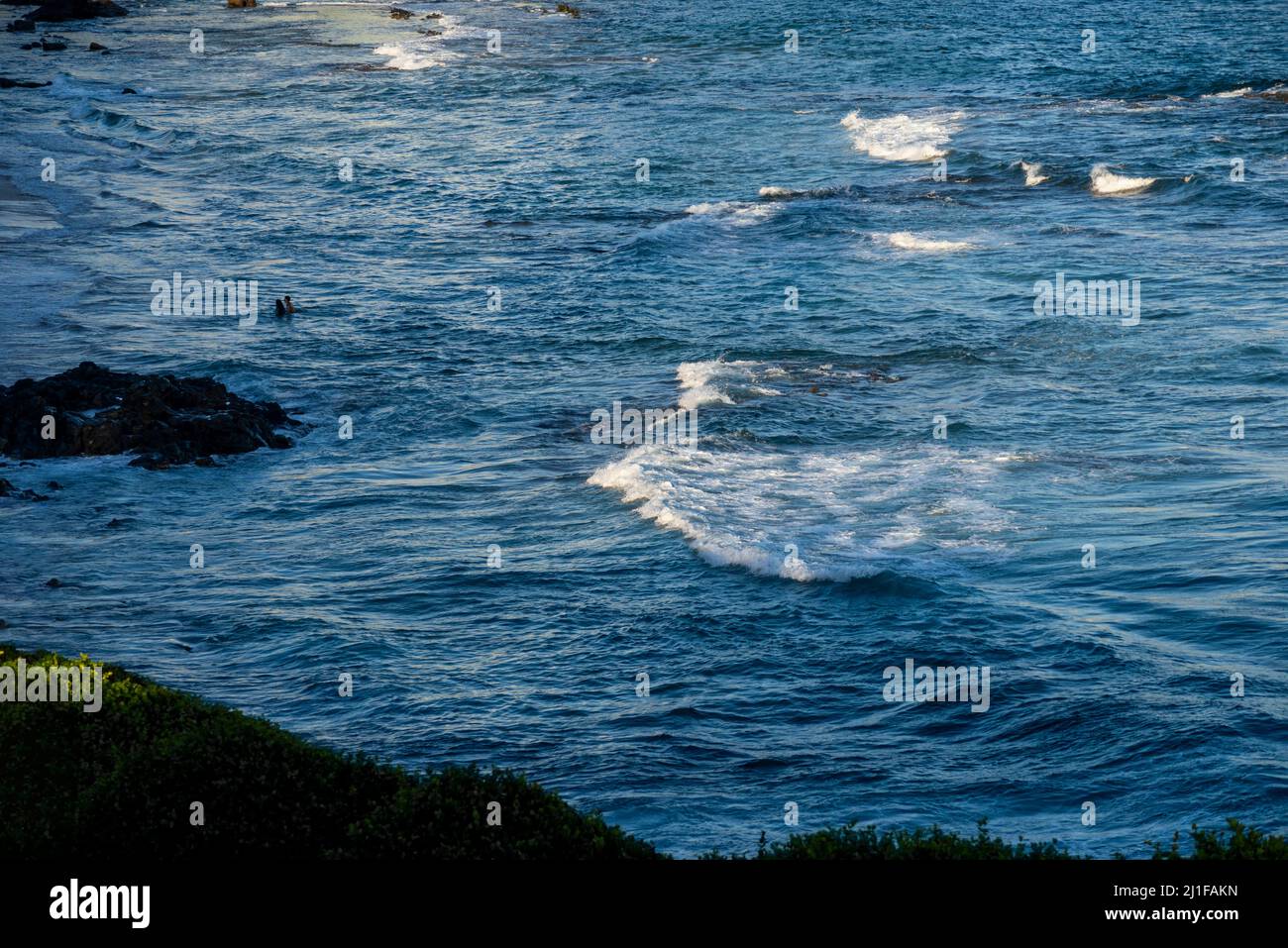 Beautiful view of the blue ocean with waves in the city of Salvador ...