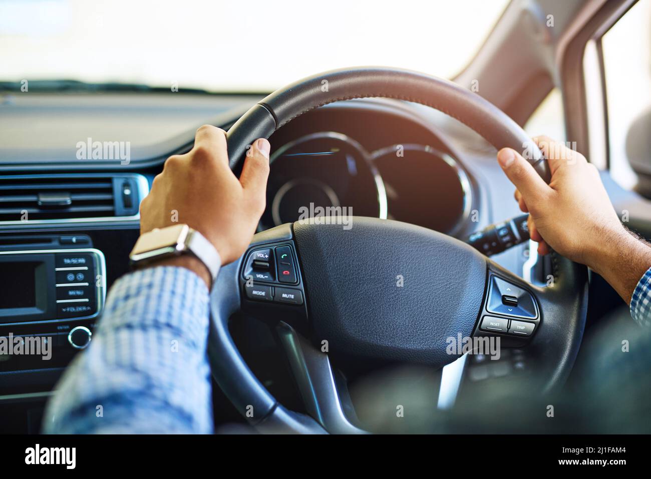 Cropped hands of man driving car hi-res stock photography and images ...